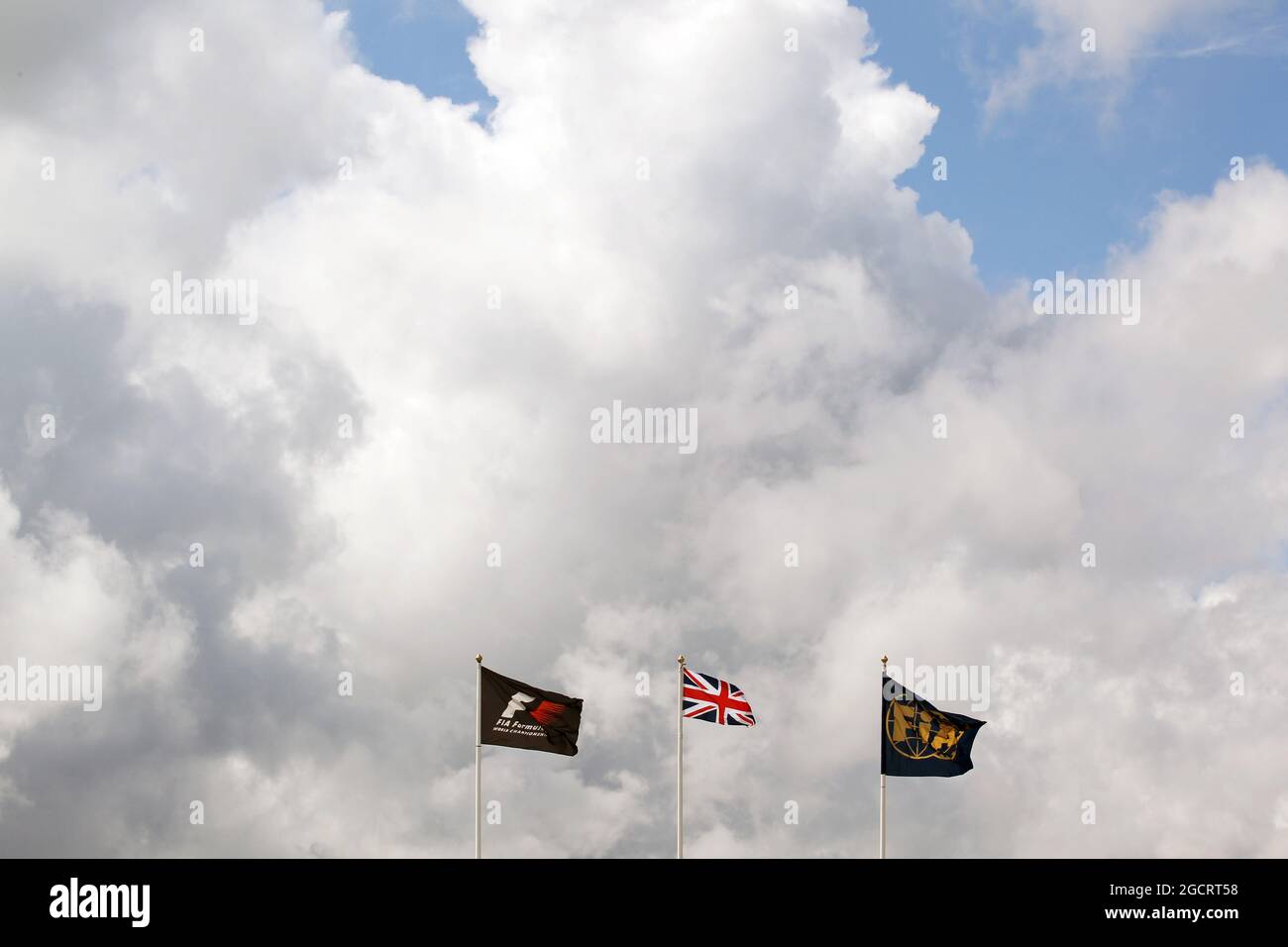 Flags of the FIA, F1 and Great Britain. British Grand Prix, Saturday ...