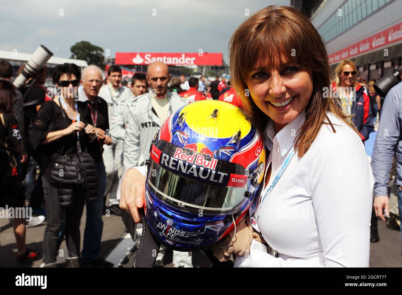 Tv presenter helmet of race winner mark webber hi-res stock photography ...