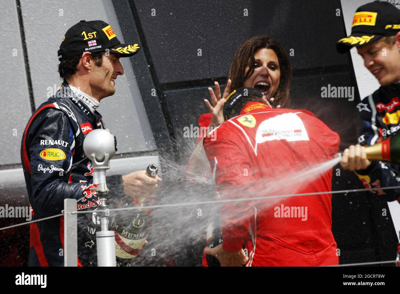 Red bull racing celebrates on podium fernando alonso hi-res stock ...