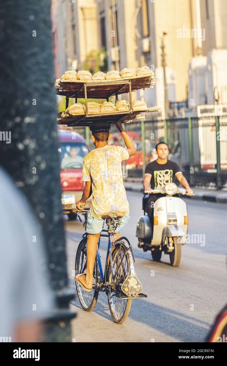 CAIRO, EGYPT - May 02, 2021: The typical street culture in Egypt with ...