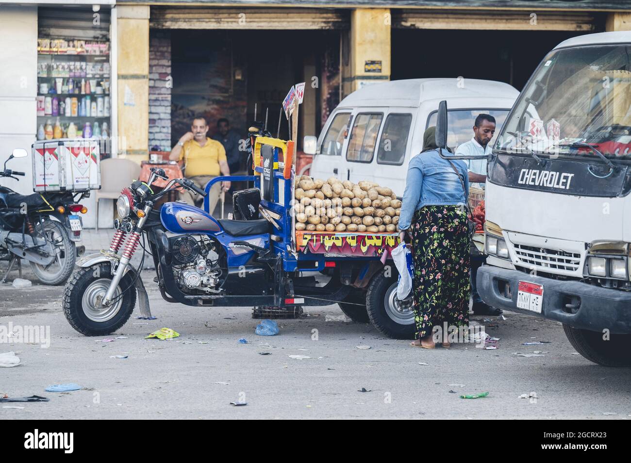 CAIRO, EGYPT - Jun 06, 2021: The typical street culture in Egypt with ...