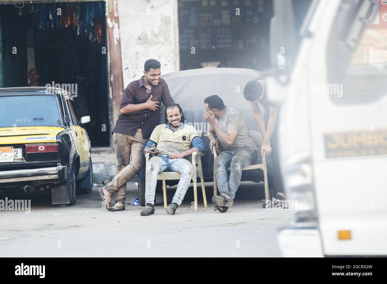 CAIRO, EGYPT - Jun 06, 2021: The typical street culture in Egypt with ...