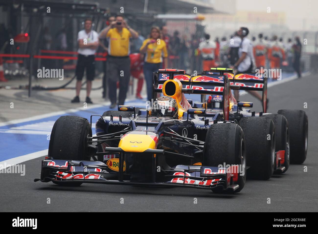 Race winner Sebastian Vettel (GER) Red Bull Racing RB8 celebrates as he ...