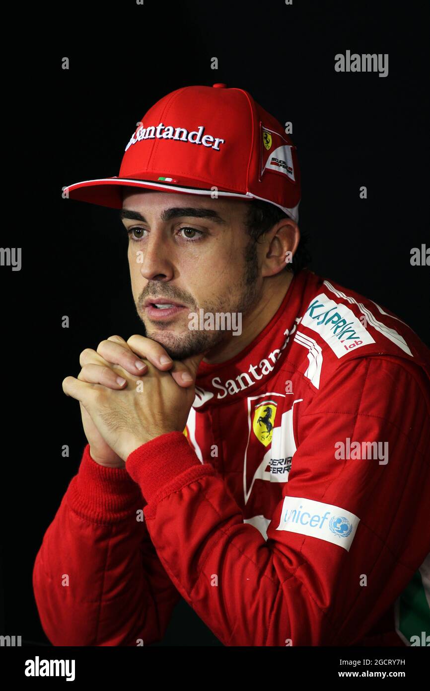 Fernando Alonso (ESP) Ferrari in the FIA Press Conference. Brazilian ...