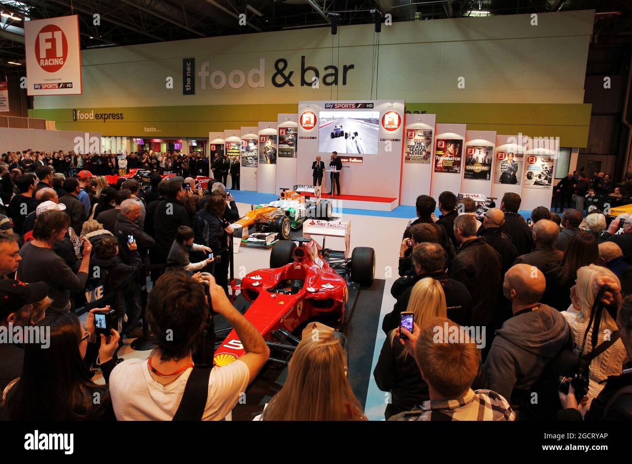 Jackie Stewart (GBR) and Jake Humphrey (GBR) on the F1 Racing Stand ...