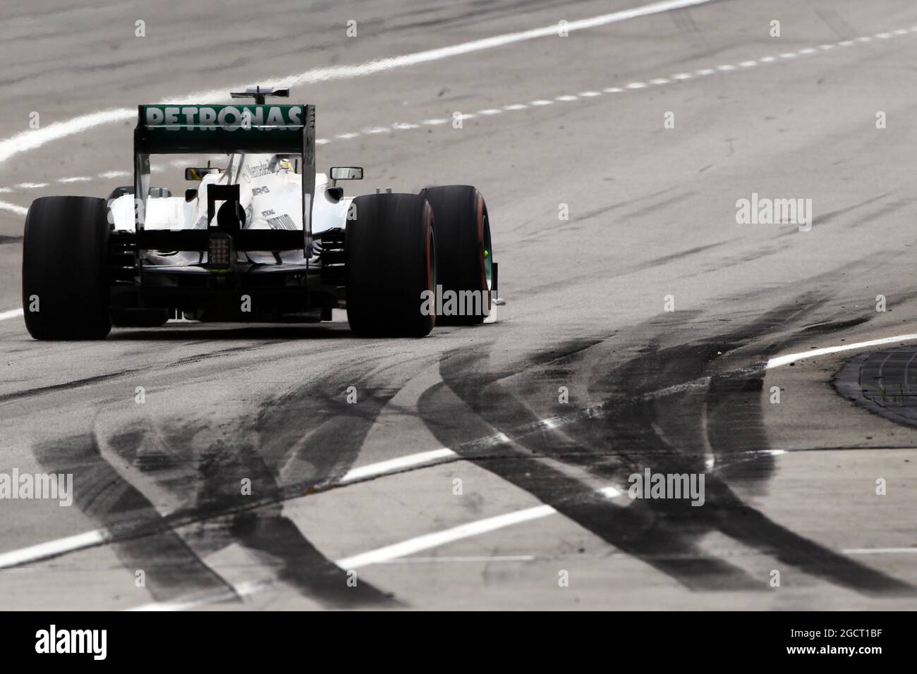Mercedes amg f1 w04 passes tyre marks at pit exit hi-res stock ...