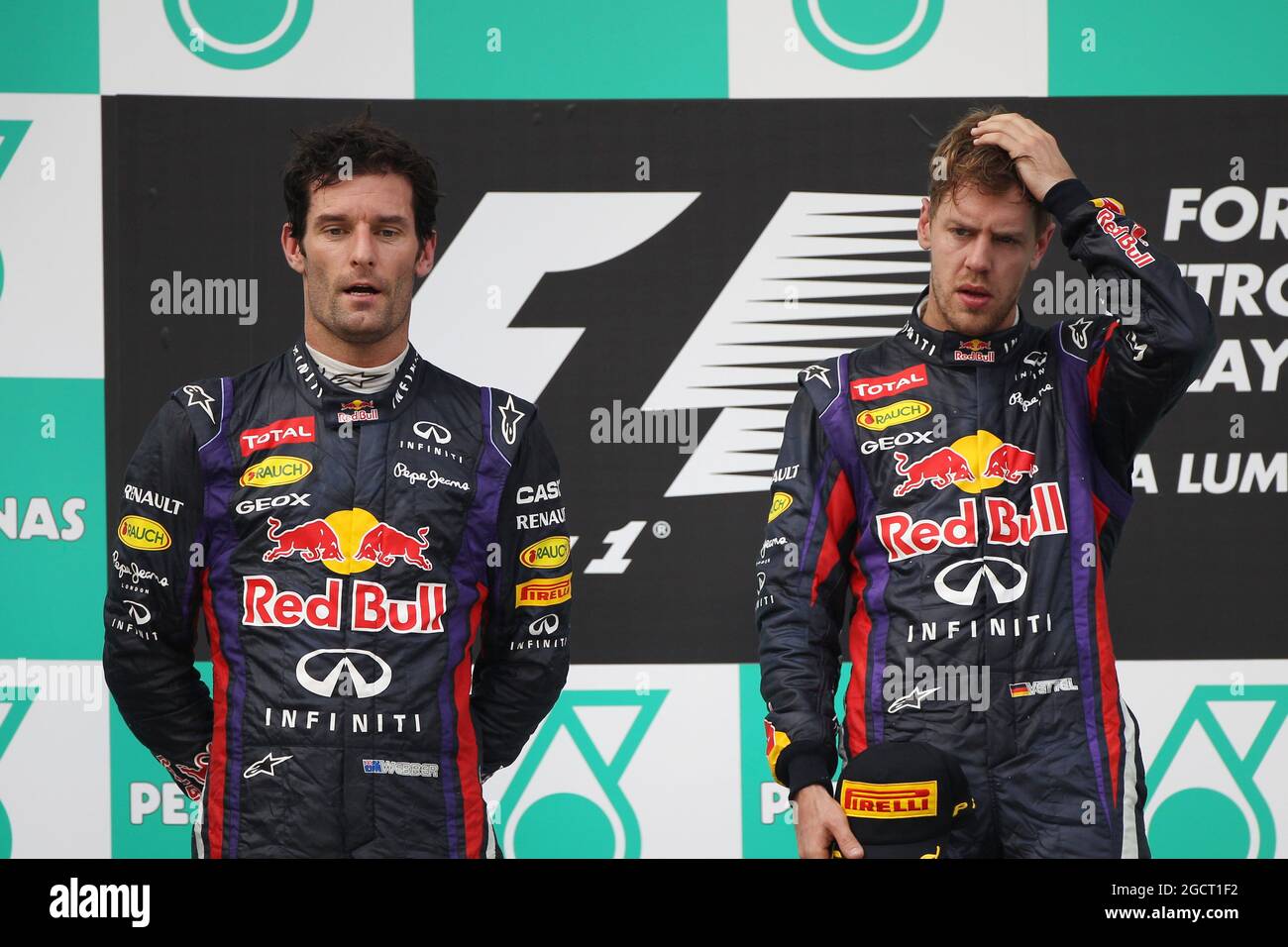 Red bull racing second placed team mate mark webber hi-res stock ...