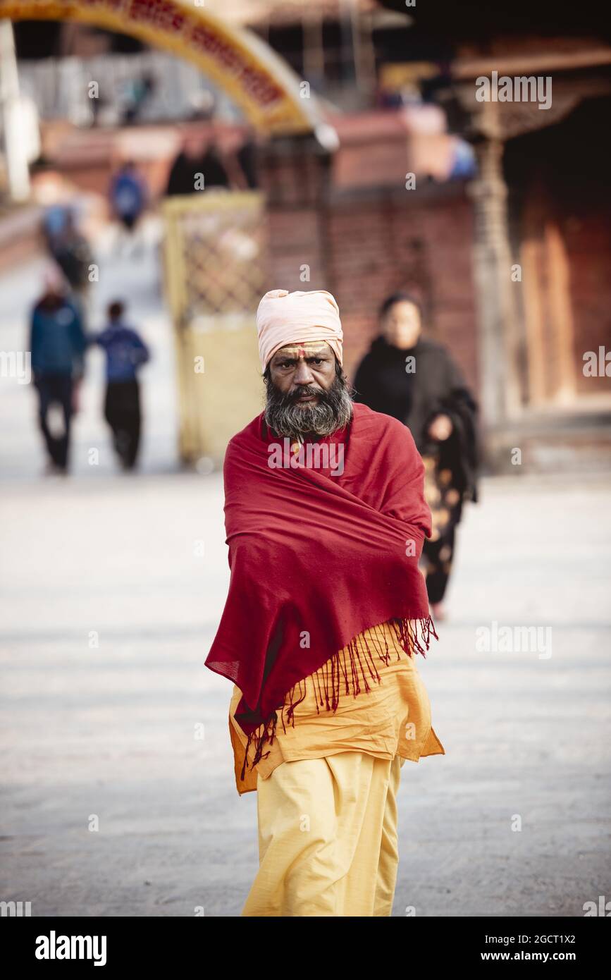 KATHMANDU, NEPAL - Jun 01, 2019: The Nepal Hindu temple worship ...