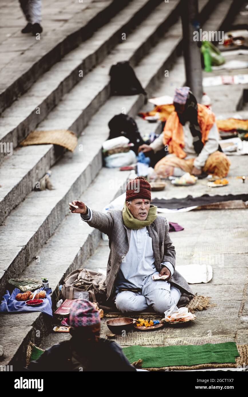 KATHMANDU, NEPAL - Jun 01, 2019: The Nepal Hindu temple worship ...