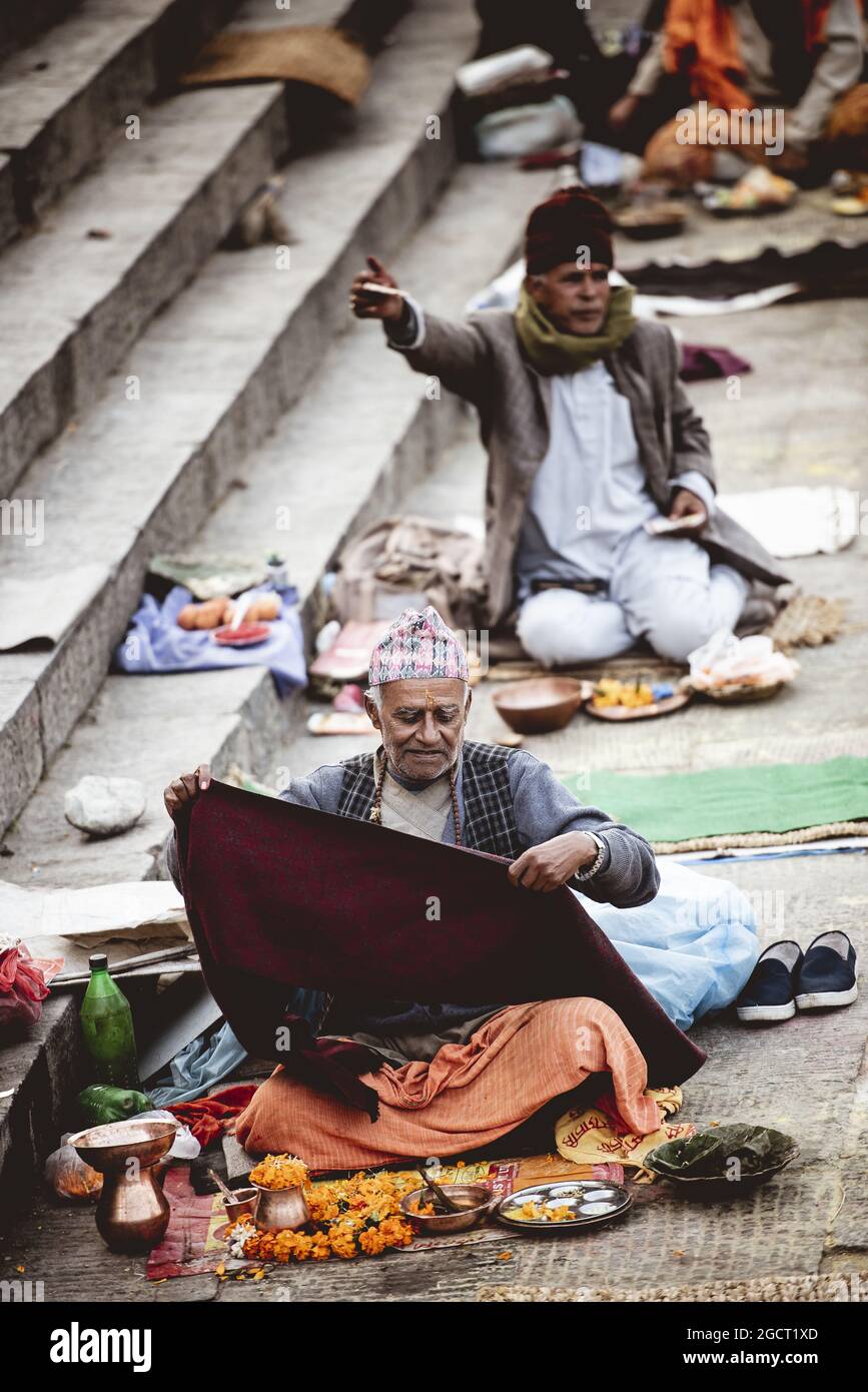 KATHMANDU, NEPAL - Jun 01, 2019: The Nepal Hindu temple worship ...