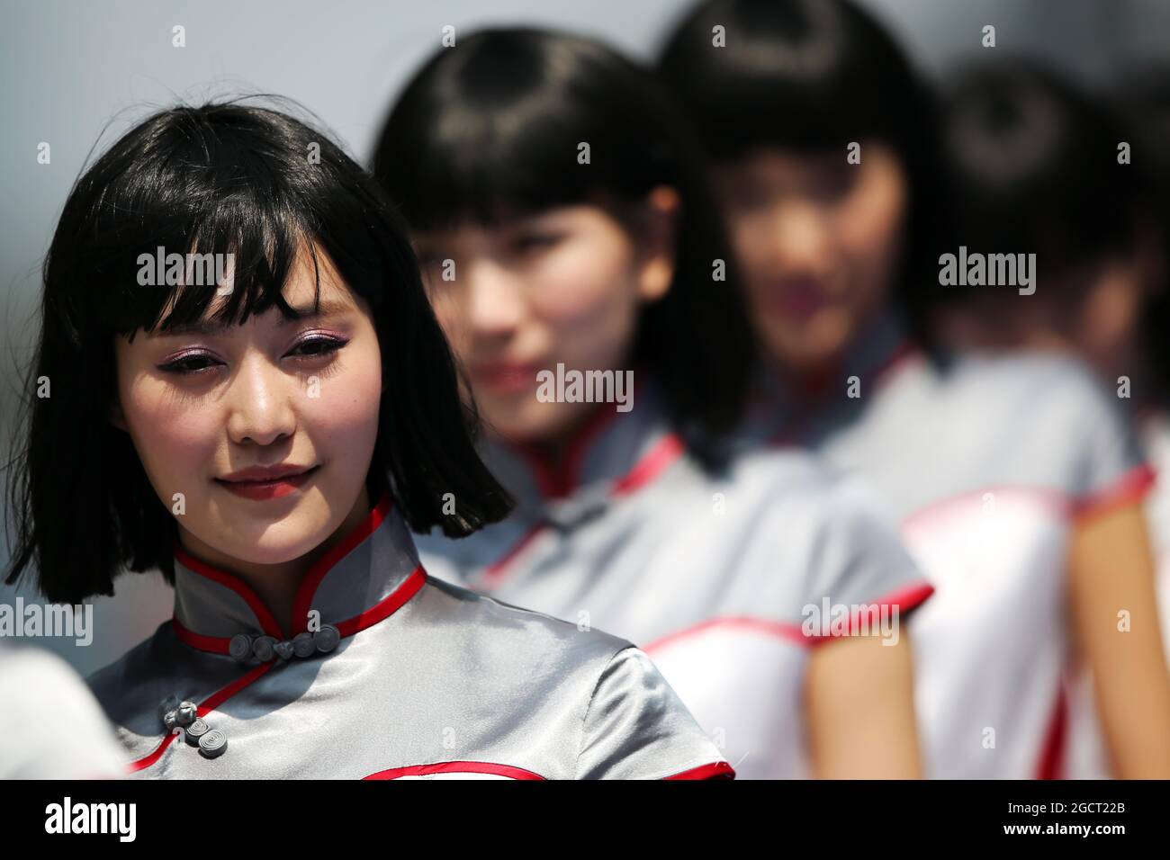 Grid girls on the drivers parade. Chinese Grand Prix, Sunday 14th April ...