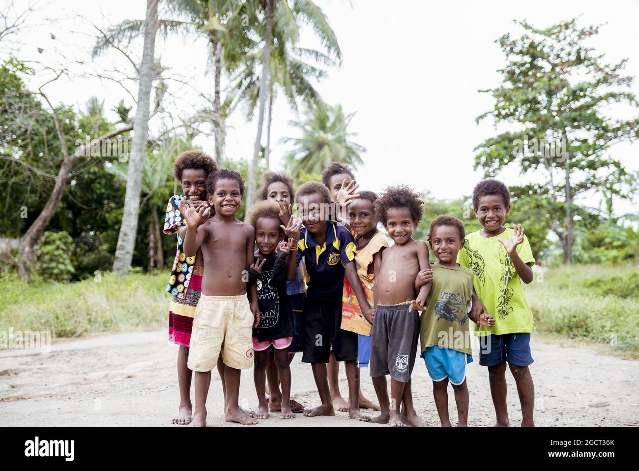 PORT MORESBY, PAPUA NEW GUINEA - May 06, 2018: A group of kids playing ...