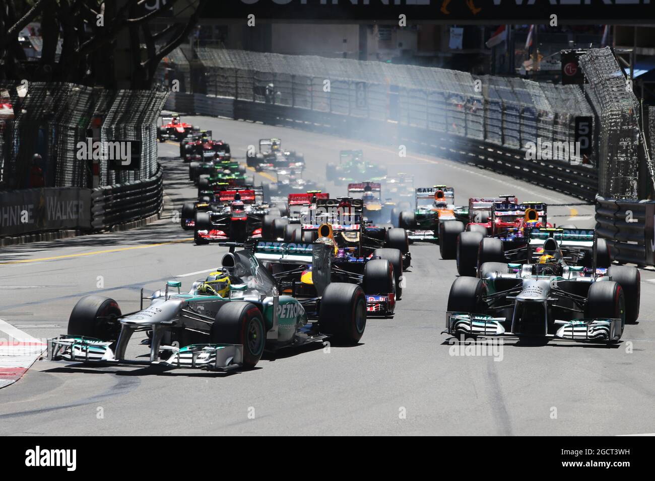 (L to R): Nico Rosberg (GER) Mercedes AMG F1 W04 and team mate Lewis ...