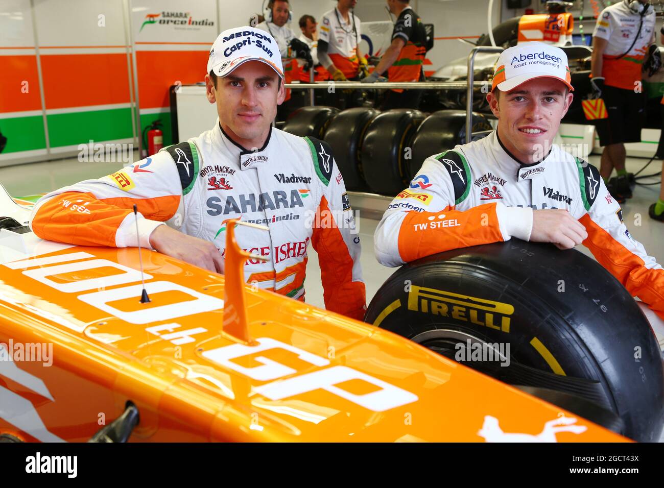 (L to R): Adrian Sutil (GER) Sahara Force India F1 and Paul di Resta ...
