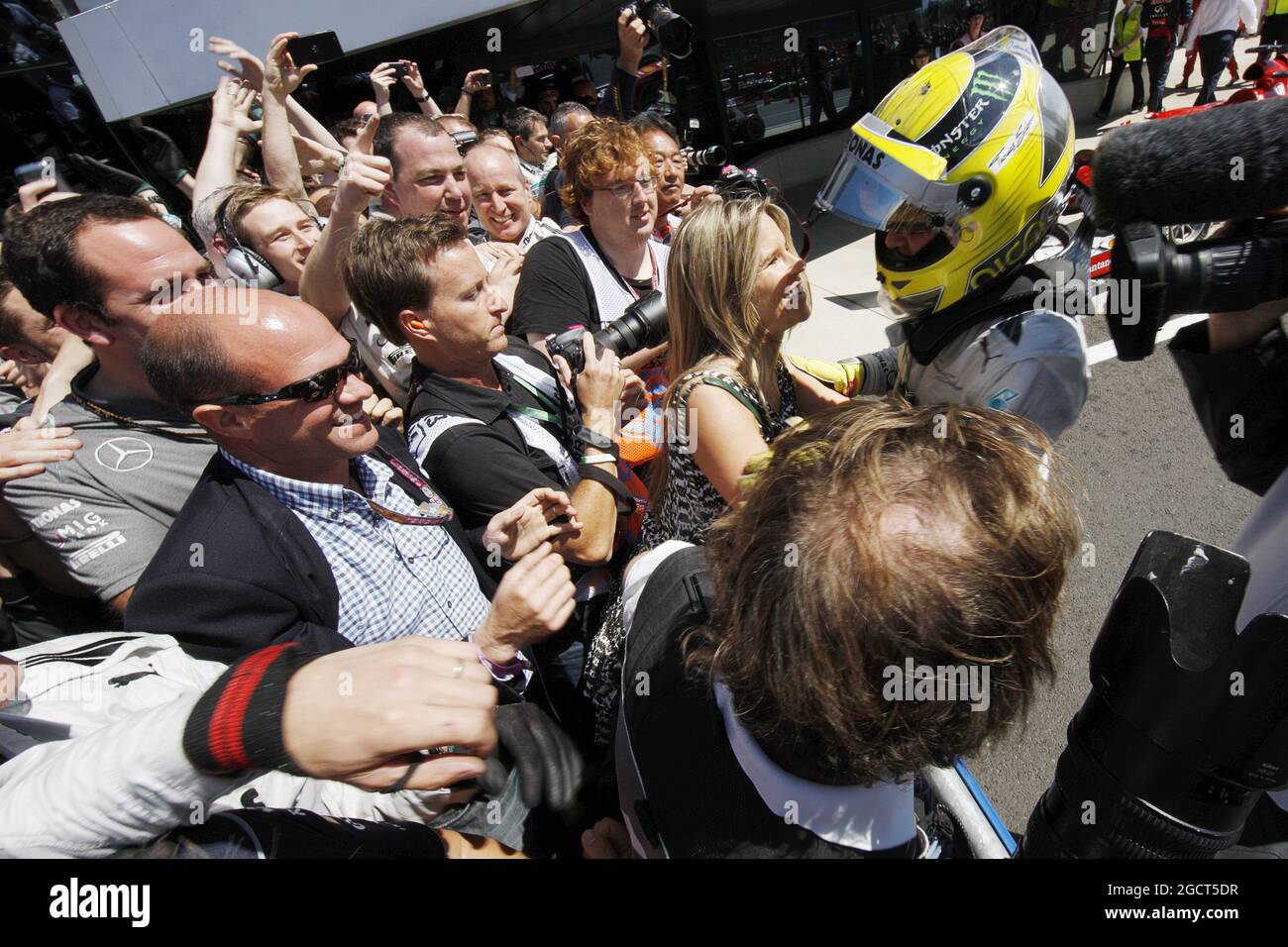 Mercedes amg f1 celebrates in parc ferme fiance isabell reis hi-res ...