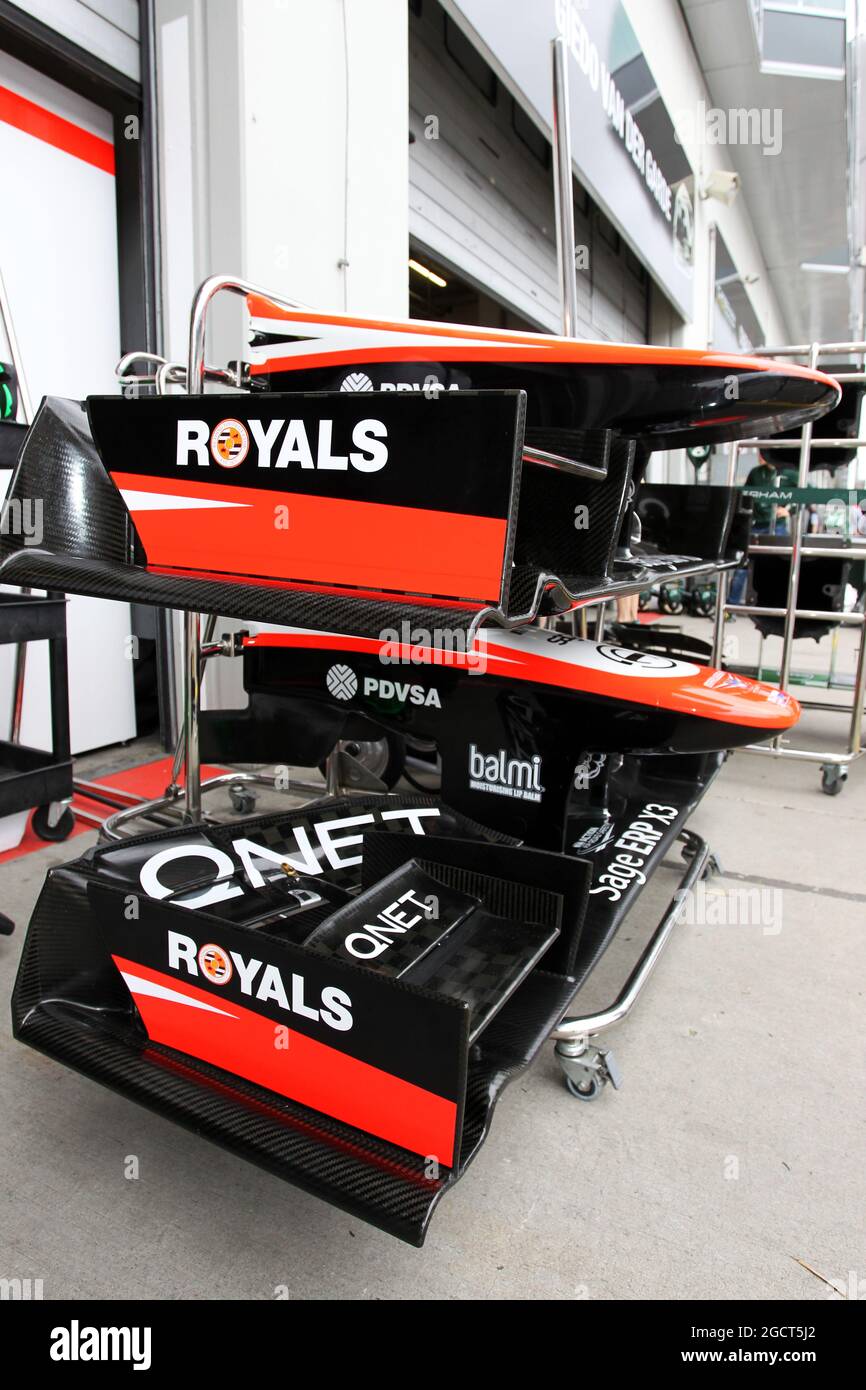 Reading FC branding on the Marussia F1 Team MR02 front wings. German ...