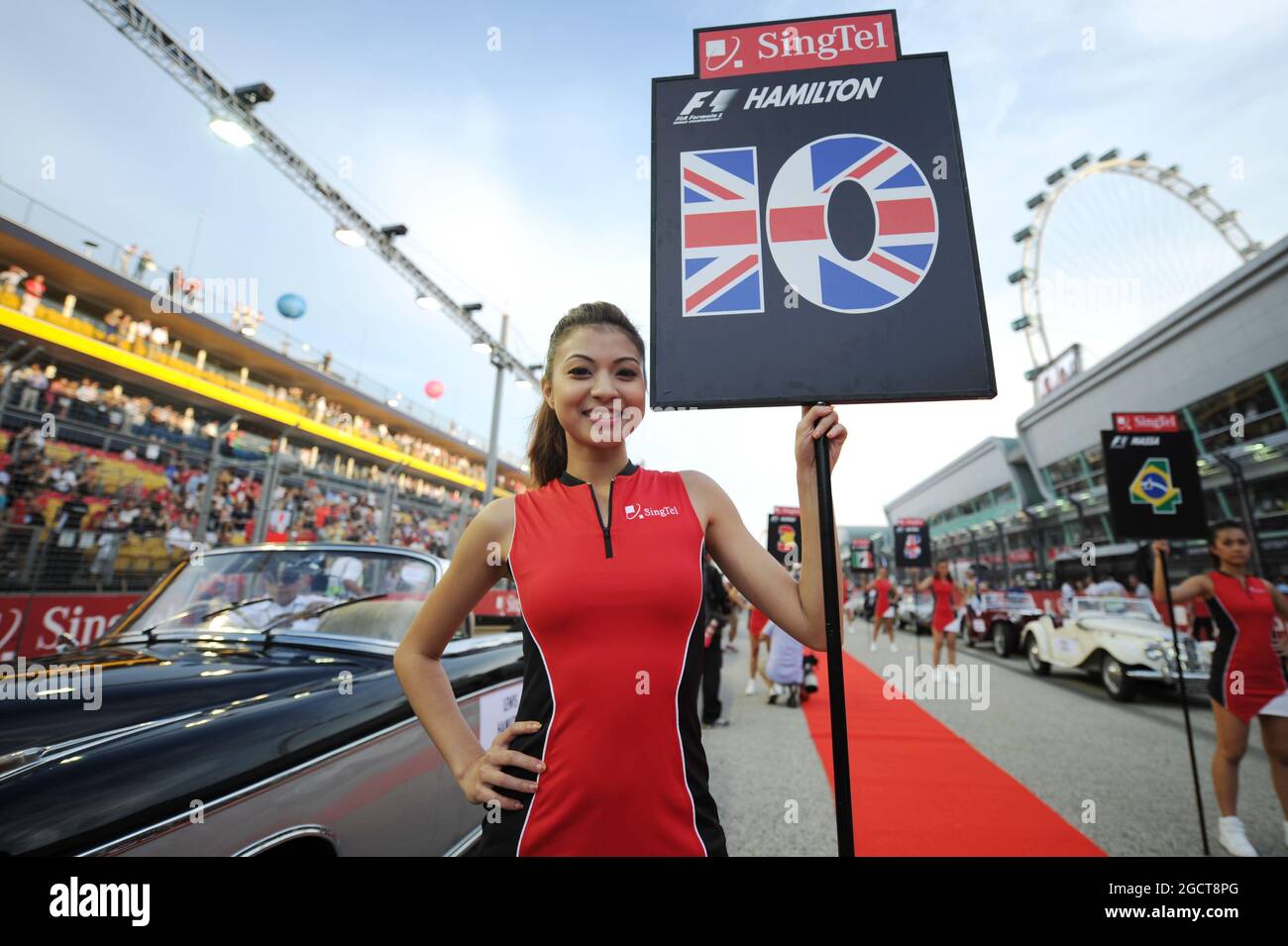 Grid girl for Lewis Hamilton (GBR) Mercedes AMG F1. Singapore Grand ...