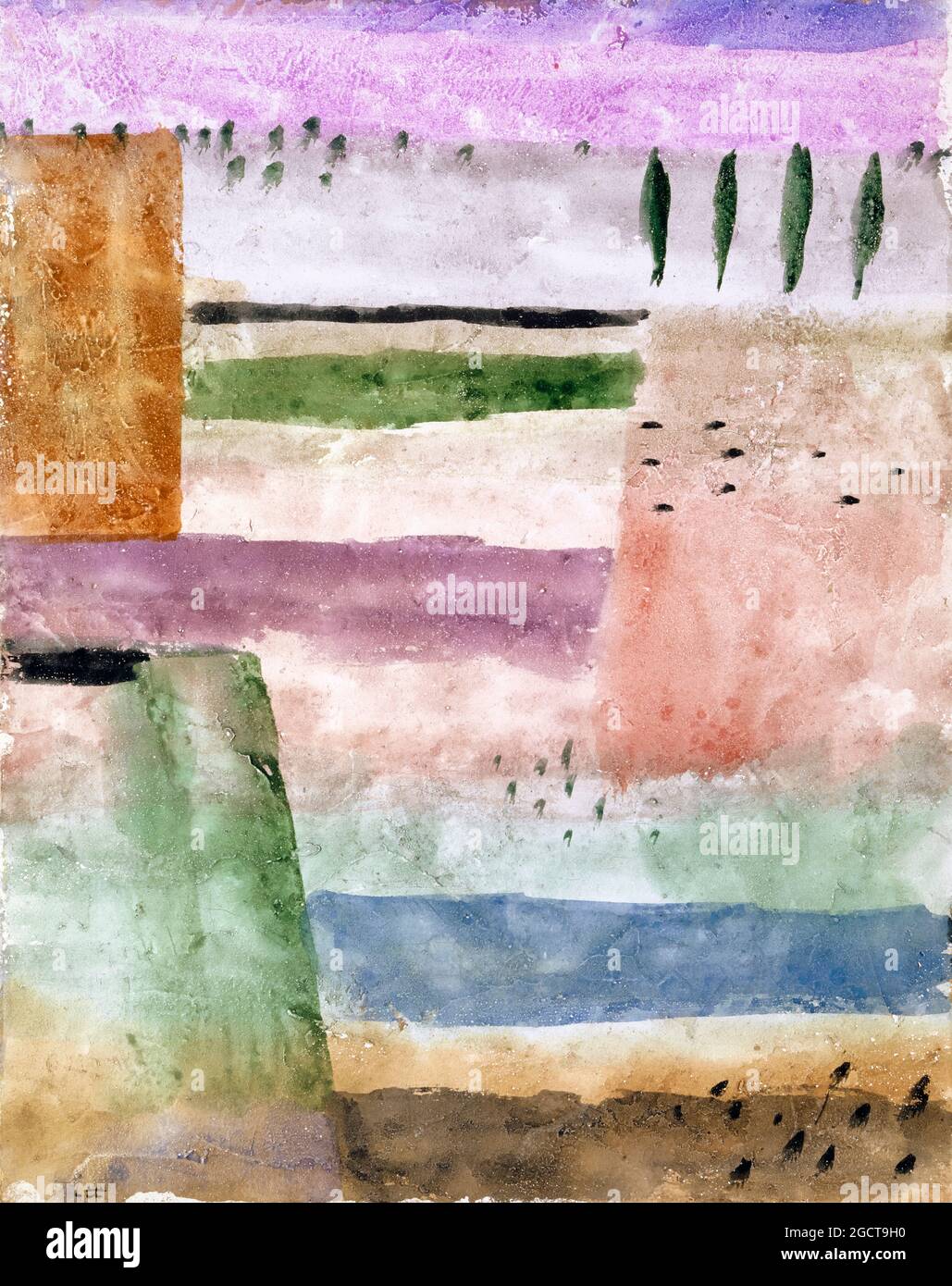 Paul Klee, Landscape with Poplars, abstract painting, 1929 Stock Photo ...