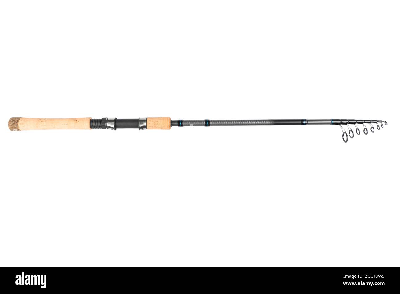 Fishing rod spinning close-up. Fishing rod. Rod rings isolated on white ...