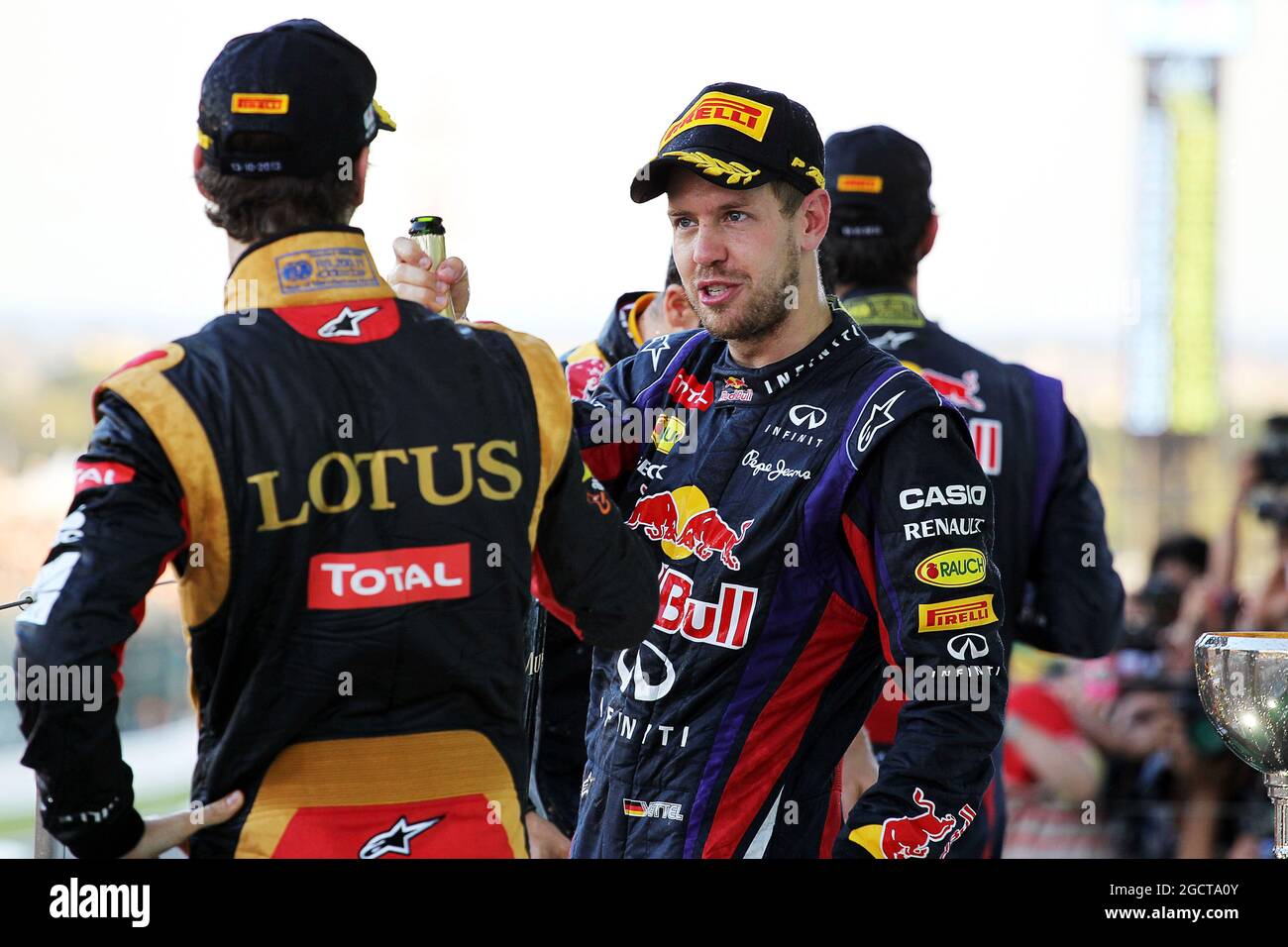 Red bull racing celebrates romain grosjean hi-res stock photography and ...