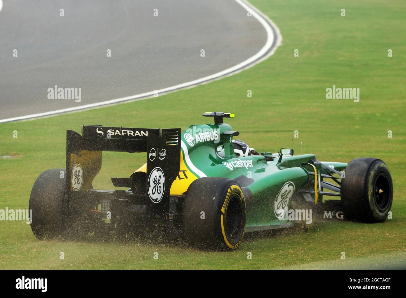 Caterham ct03 damaged front wing at start of race hi-res stock ...
