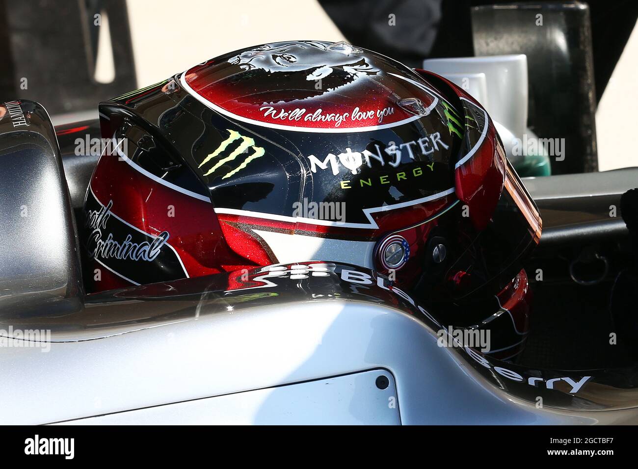 The michael jackson themed helmet of lewis hamilton hi-res stock ...