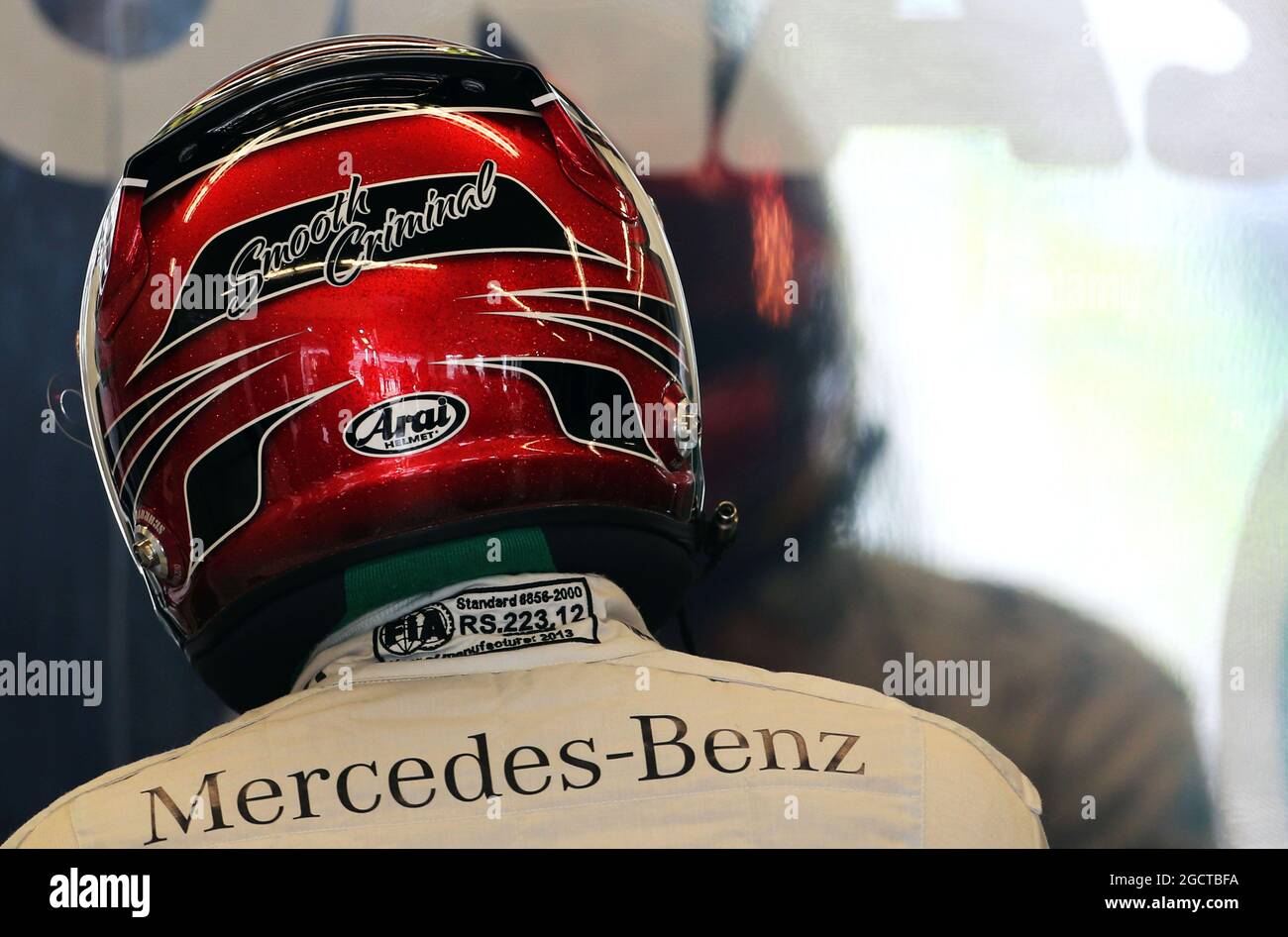 The michael jackson themed helmet of lewis hamilton hi-res stock ...