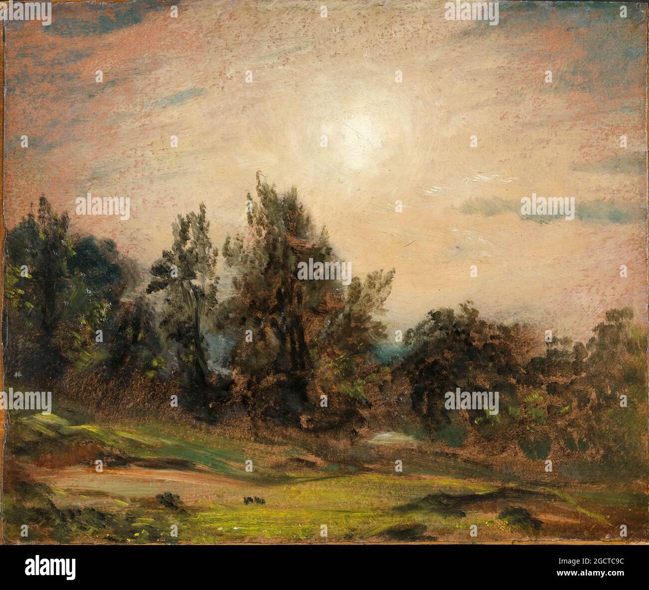 John Constable, Trees on Hampstead Heath, landscape painting, 1821 ...