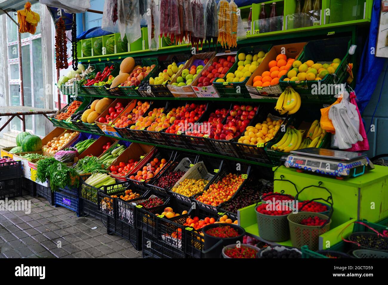 Batumi, Georgia - June 30, 2021: Street shop selling fruits and ...