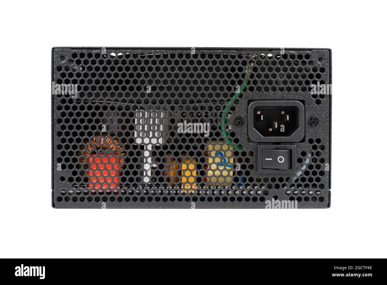 Front view computer AC power supply unit isolated on white background ...