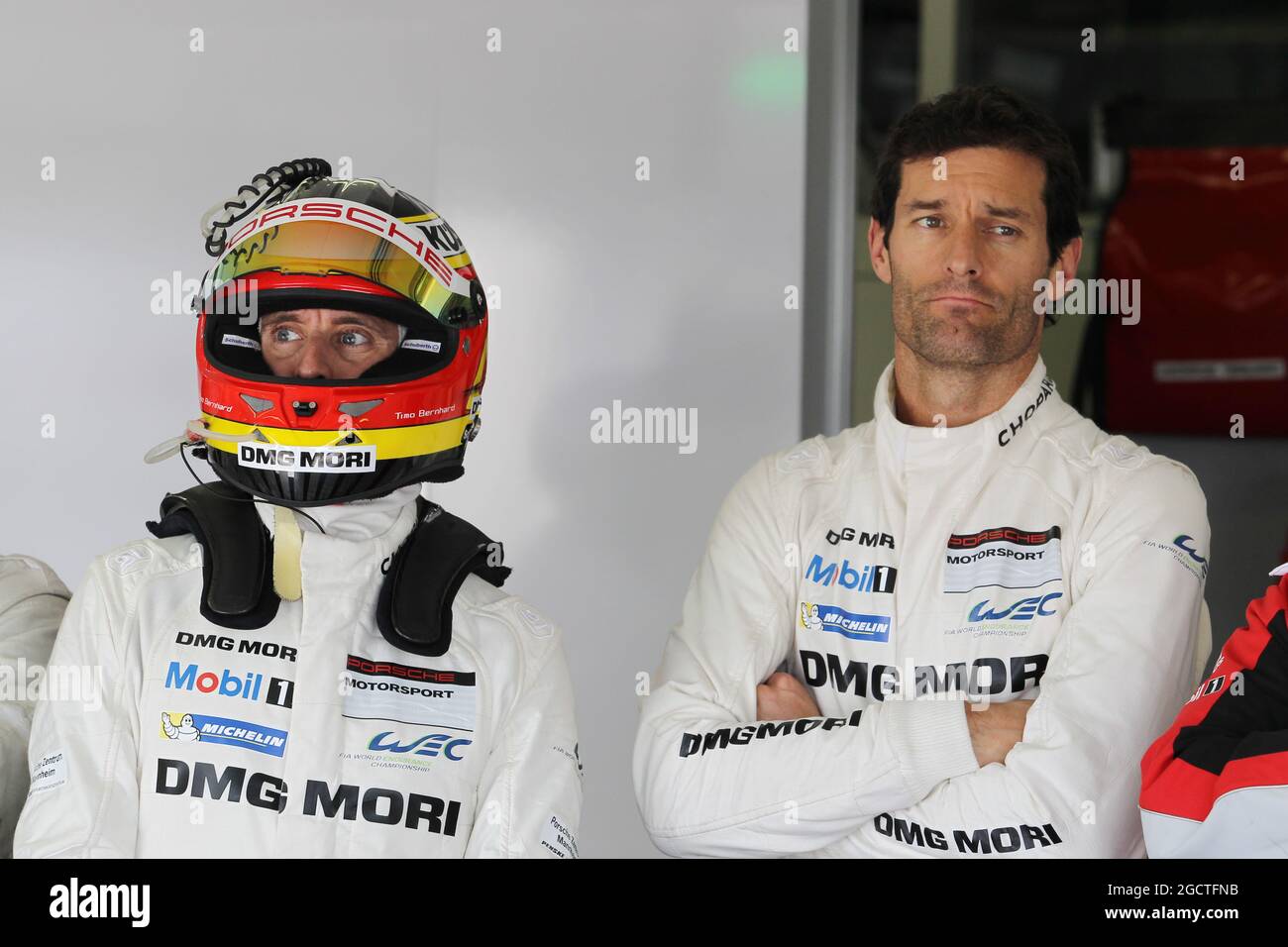 (L to R): #20 Timo Bernhard (GER) and Mark Webber (AUS) Porsche Team ...