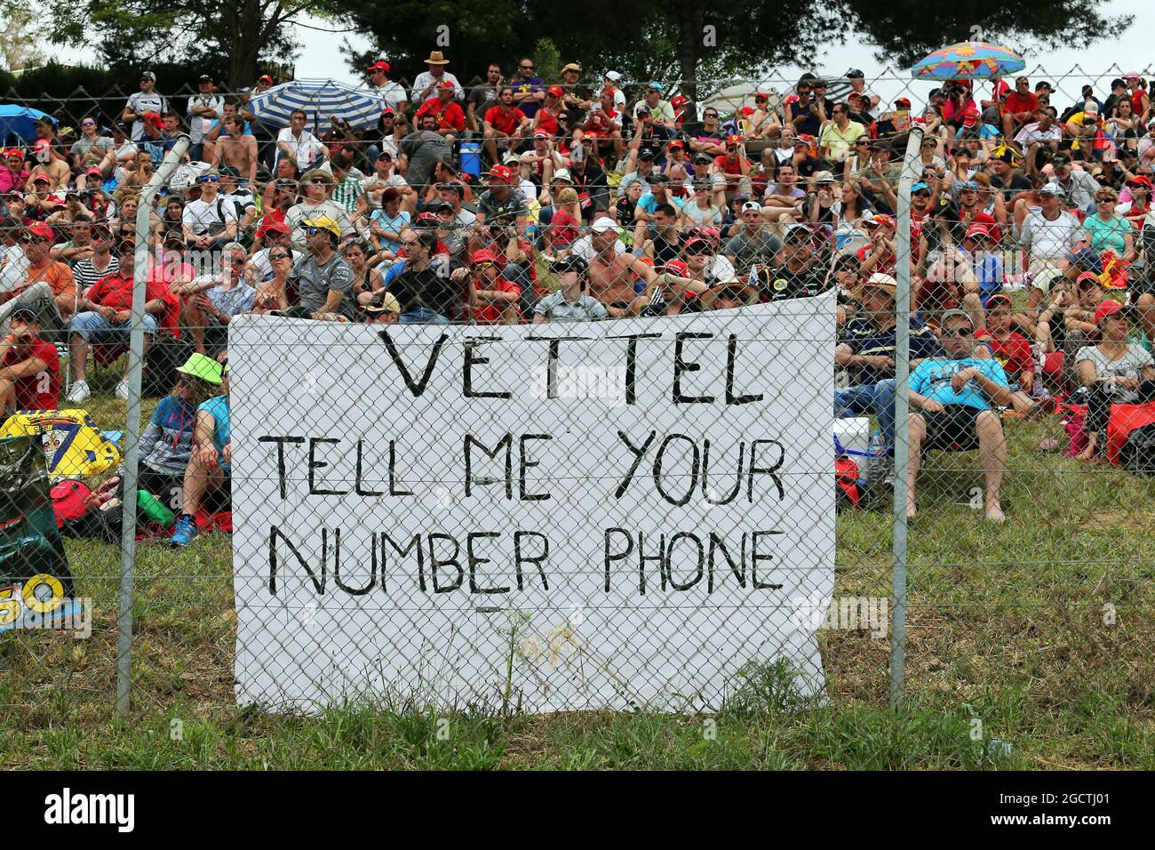 A banner for Sebastian Vettel (GER) Red Bull Racing. Spanish Grand Prix ...