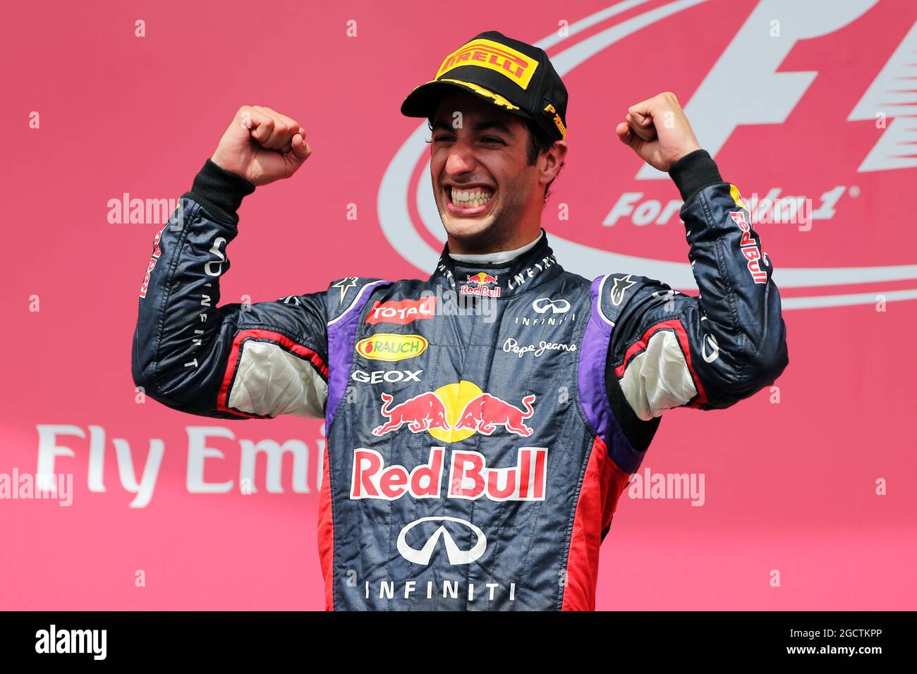 Race winner Daniel Ricciardo (AUS) Red Bull Racing celebrates on the ...