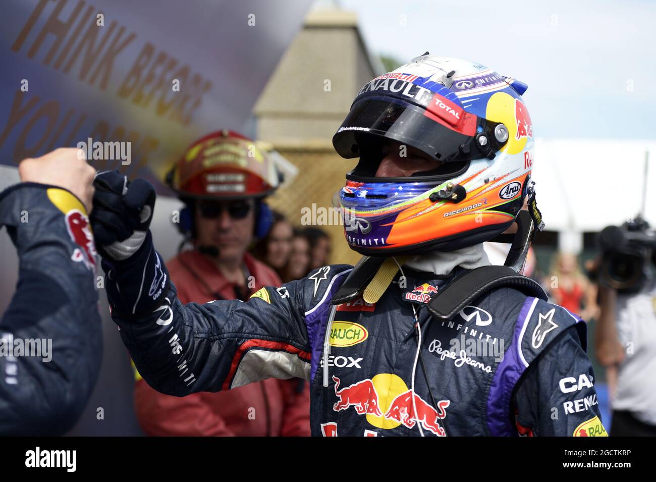 Race winner Daniel Ricciardo (AUS) Red Bull Racing celebrates in parc ...