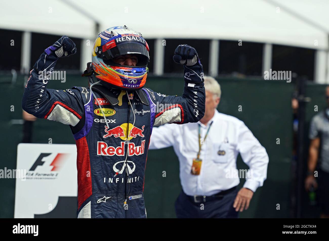 Race winner Daniel Ricciardo (AUS) Red Bull Racing celebrates in parc ...