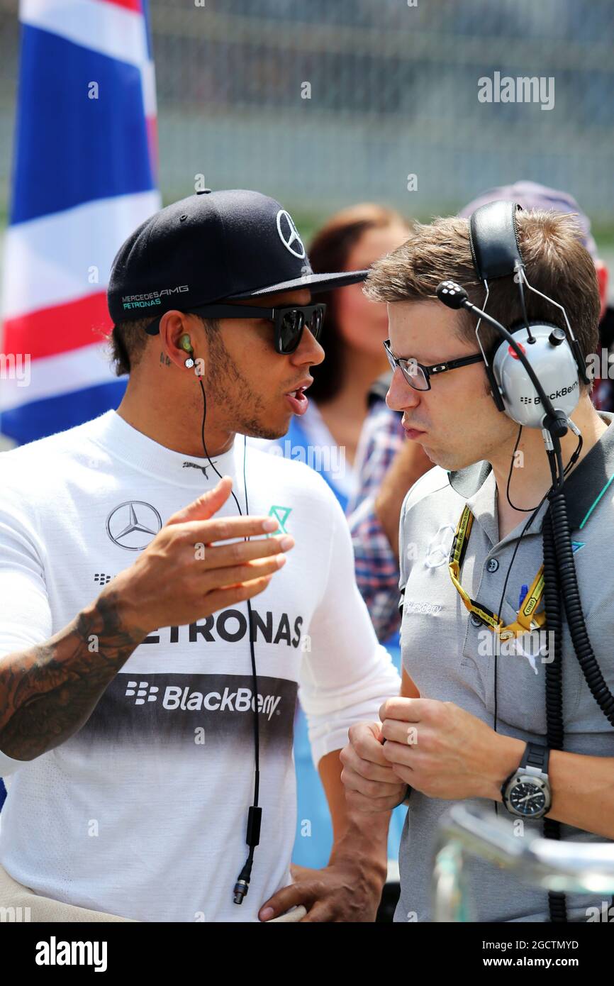 Lewis Hamilton (GBR) Mercedes AMG F1 on the grid with Peter Bonnington ... Lewis Hamilton (GBR) Mercedes AMG F1 on the grid with Peter Bonnington ...