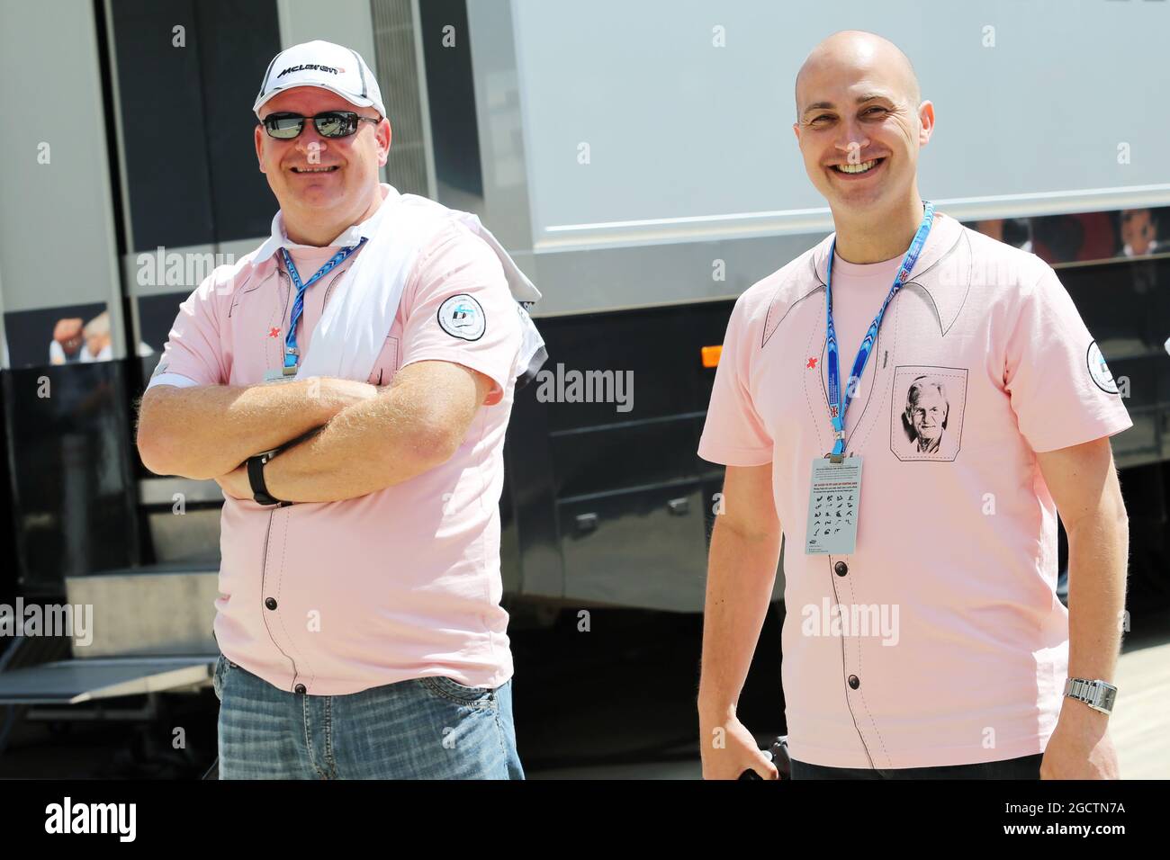 Fans in the paddock wear Pink for Papa clothing in memory of John ...