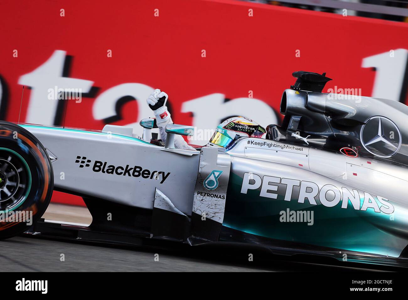 Mercedes amg f1 w05 celebrates at end of race hi-res stock photography ...