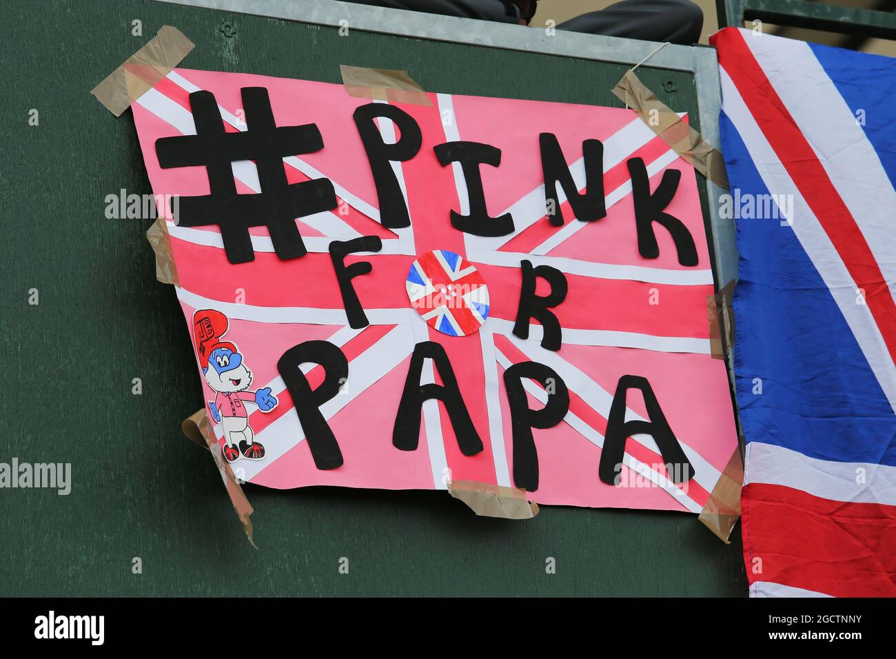 A Pink For Papa banner in tribute to the late John Button (GBR ...