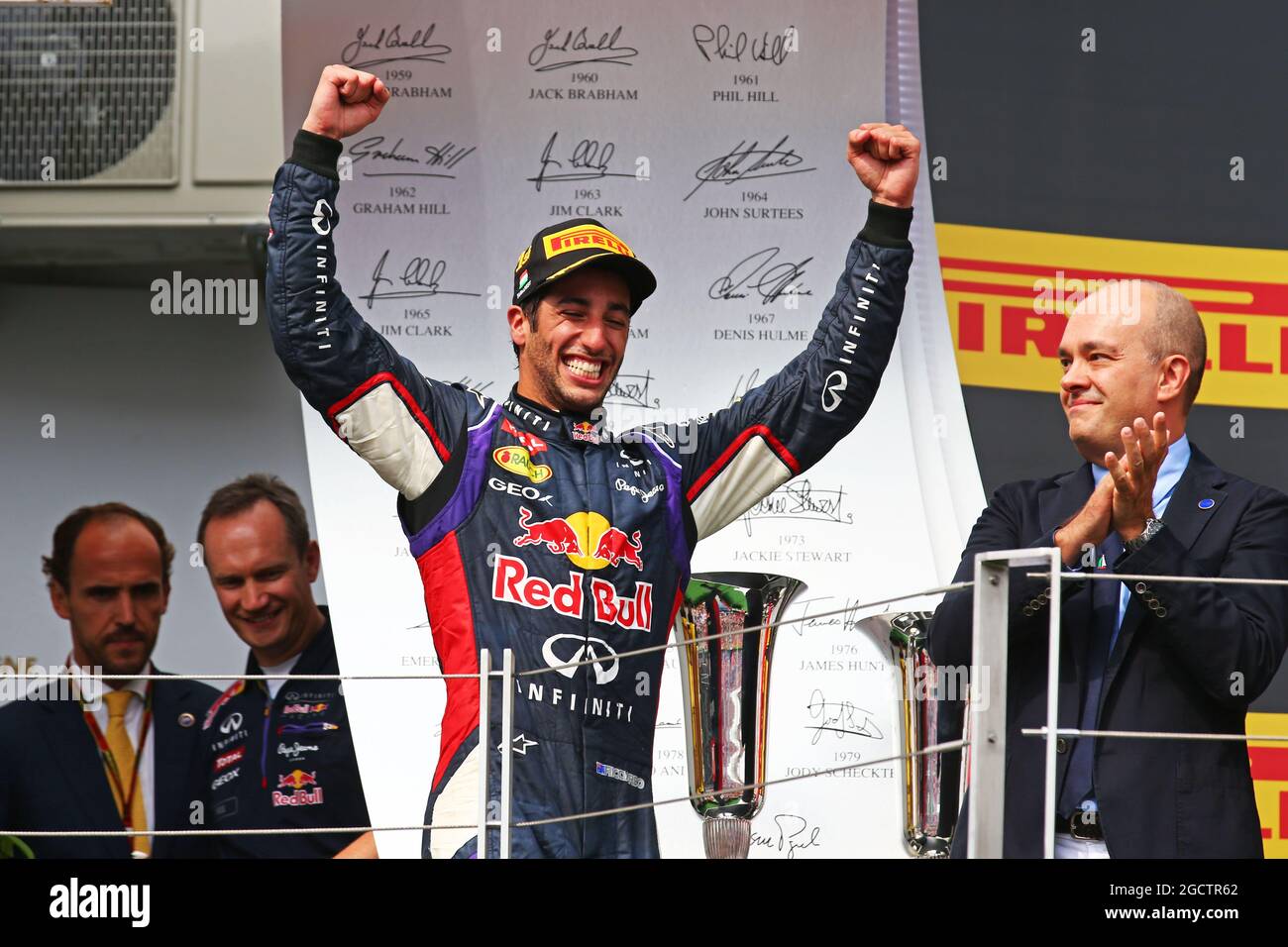 Race winner Daniel Ricciardo (AUS) Red Bull Racing celebrates on the ...