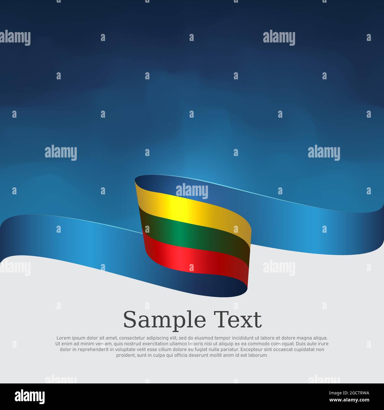 Lithuania flag background. Lithuanian flag wavy ribbon on blue white ...