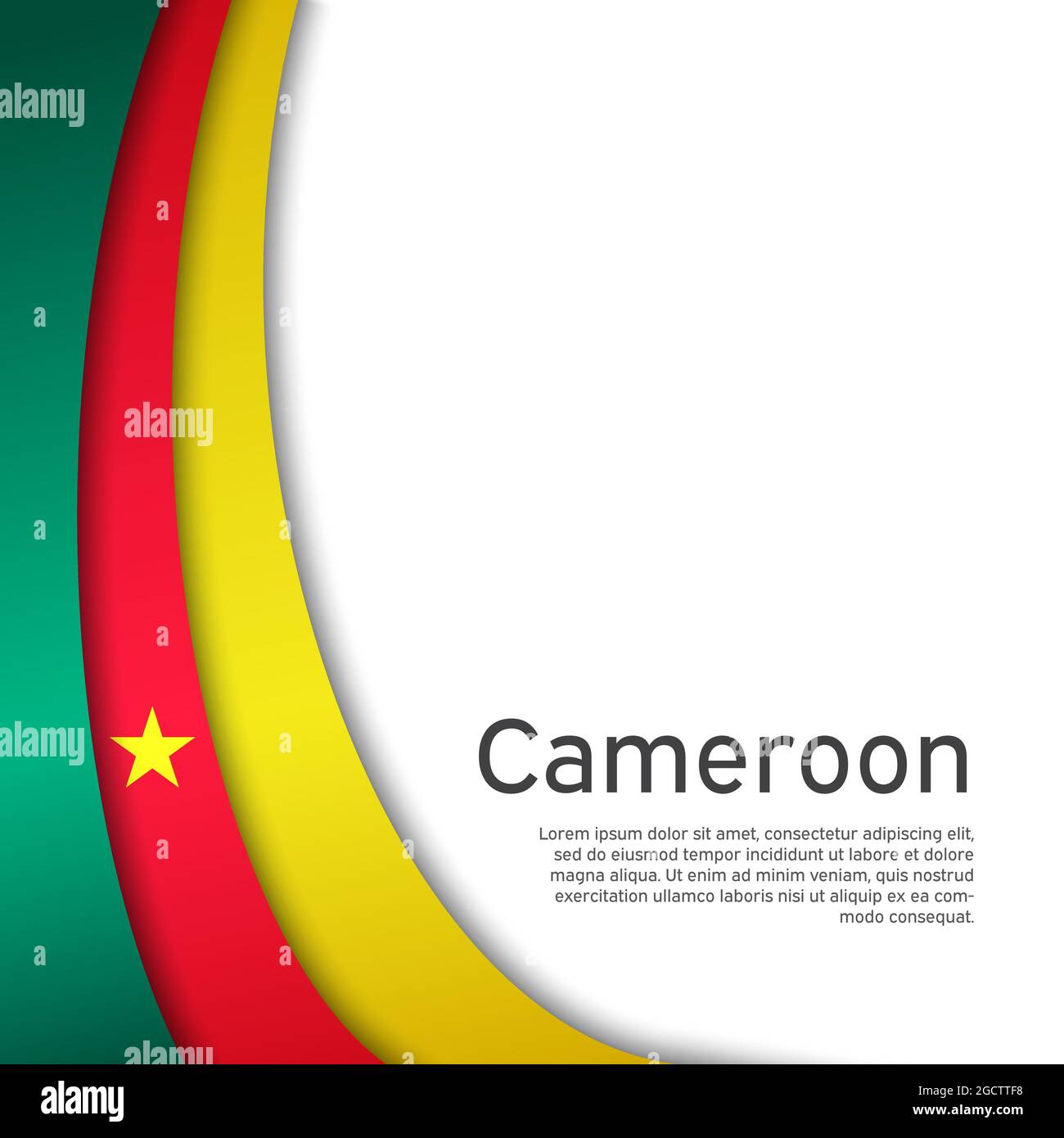 Abstract waving cameroon flag. Paper cut style. Creative background for ...