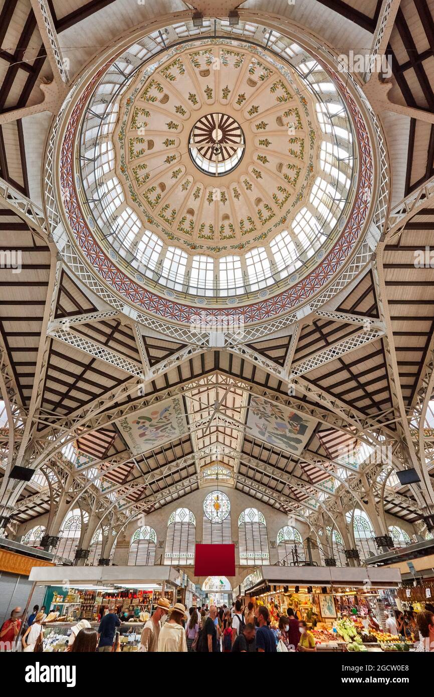 Central market in Valencia. Modernism style. Architecture landmark ...
