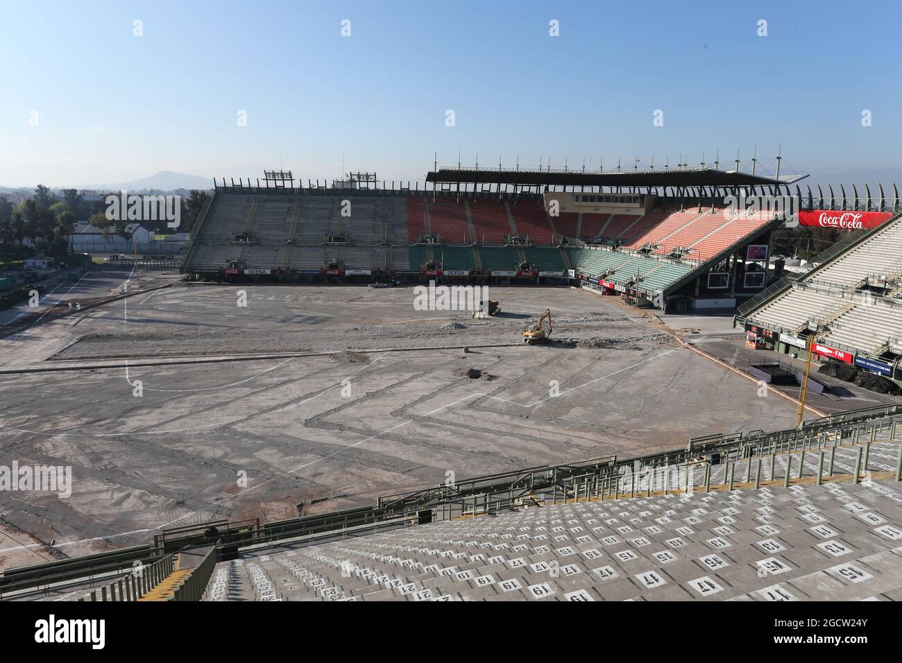 Construction work in the stadium arena. Autodromo Hermanos Rodriguez ...