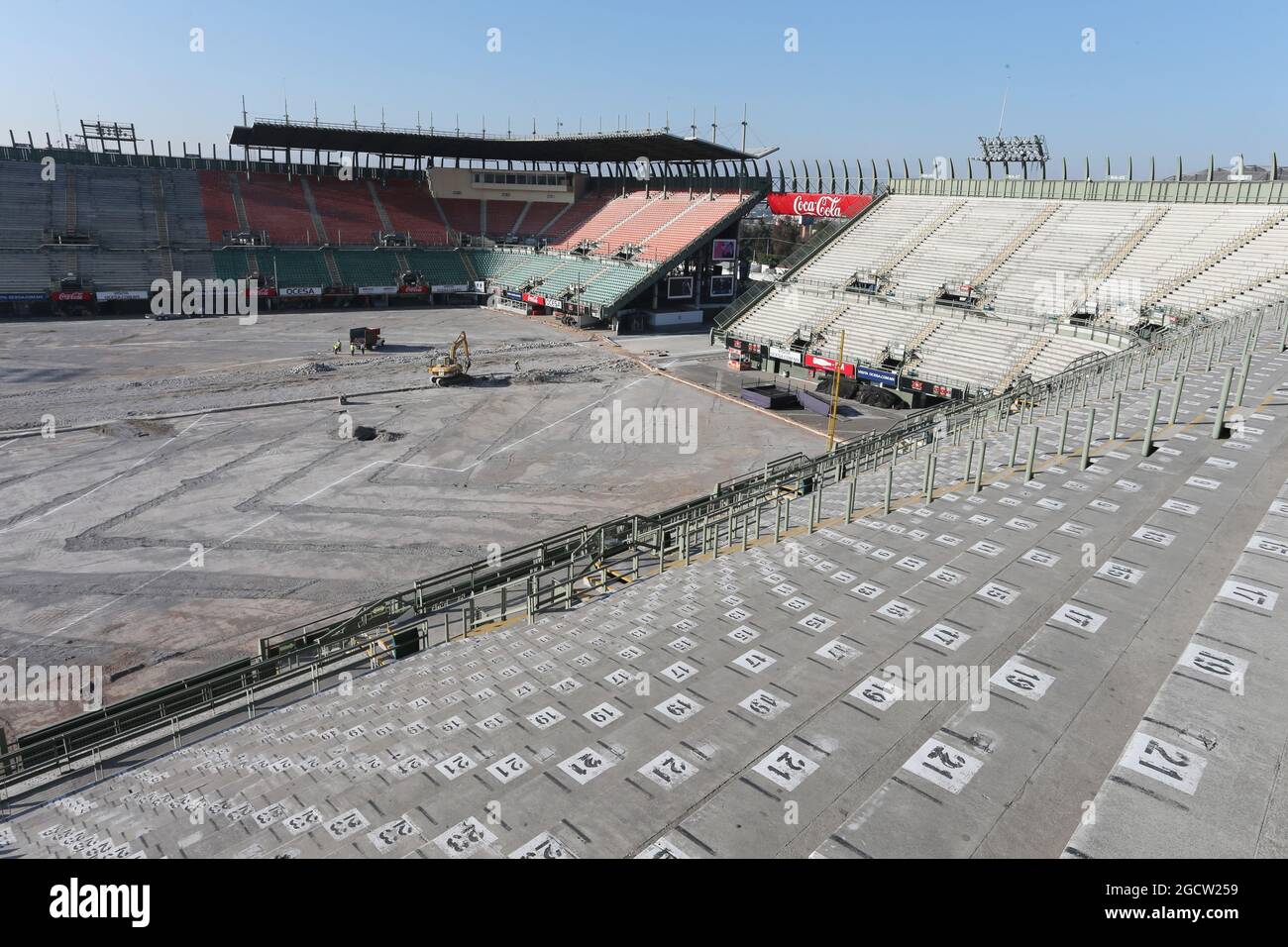 Construction work in the stadium arena. Autodromo Hermanos Rodriguez ...