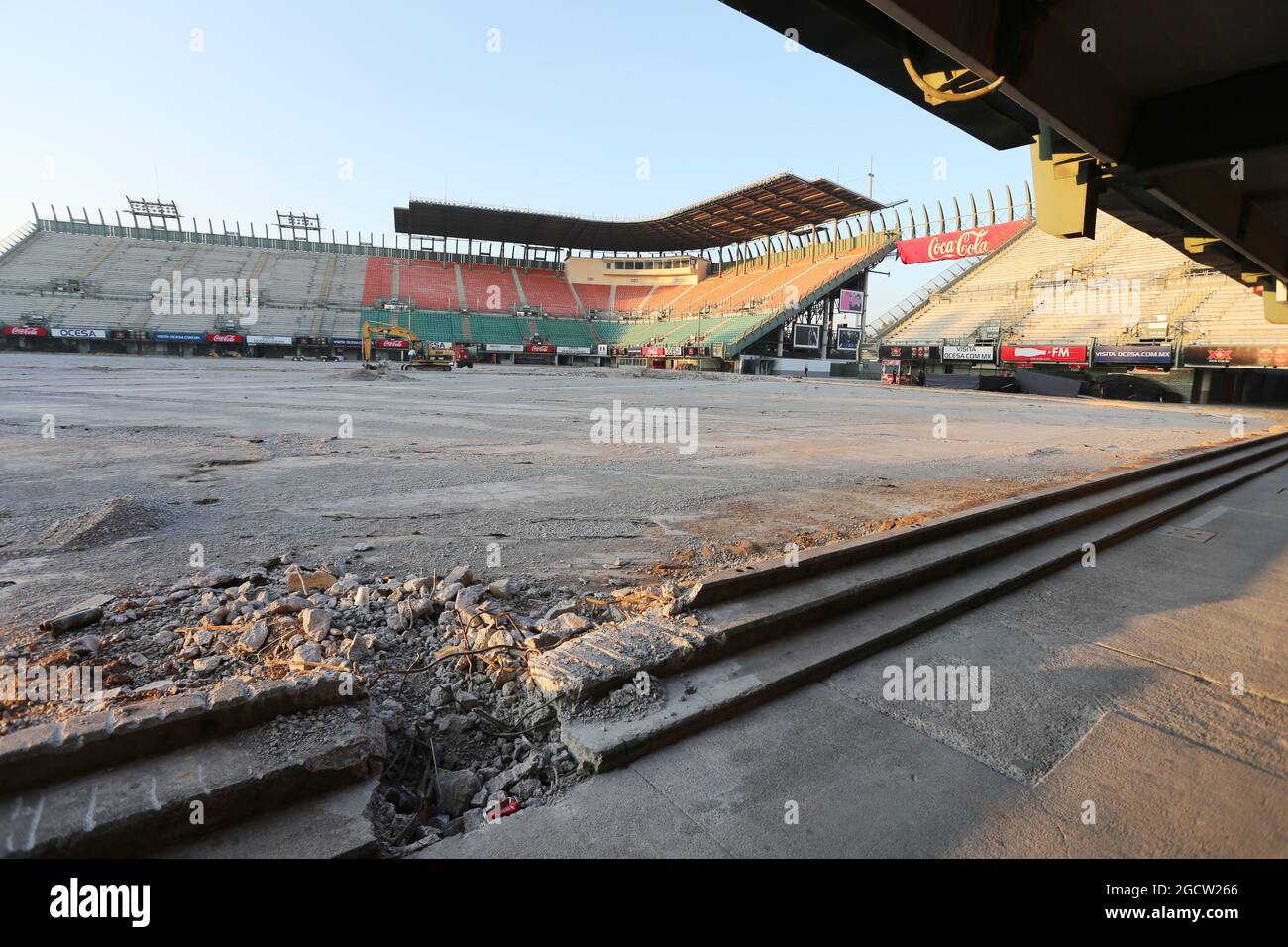 Construction work in the stadium arena. Autodromo Hermanos Rodriguez ...