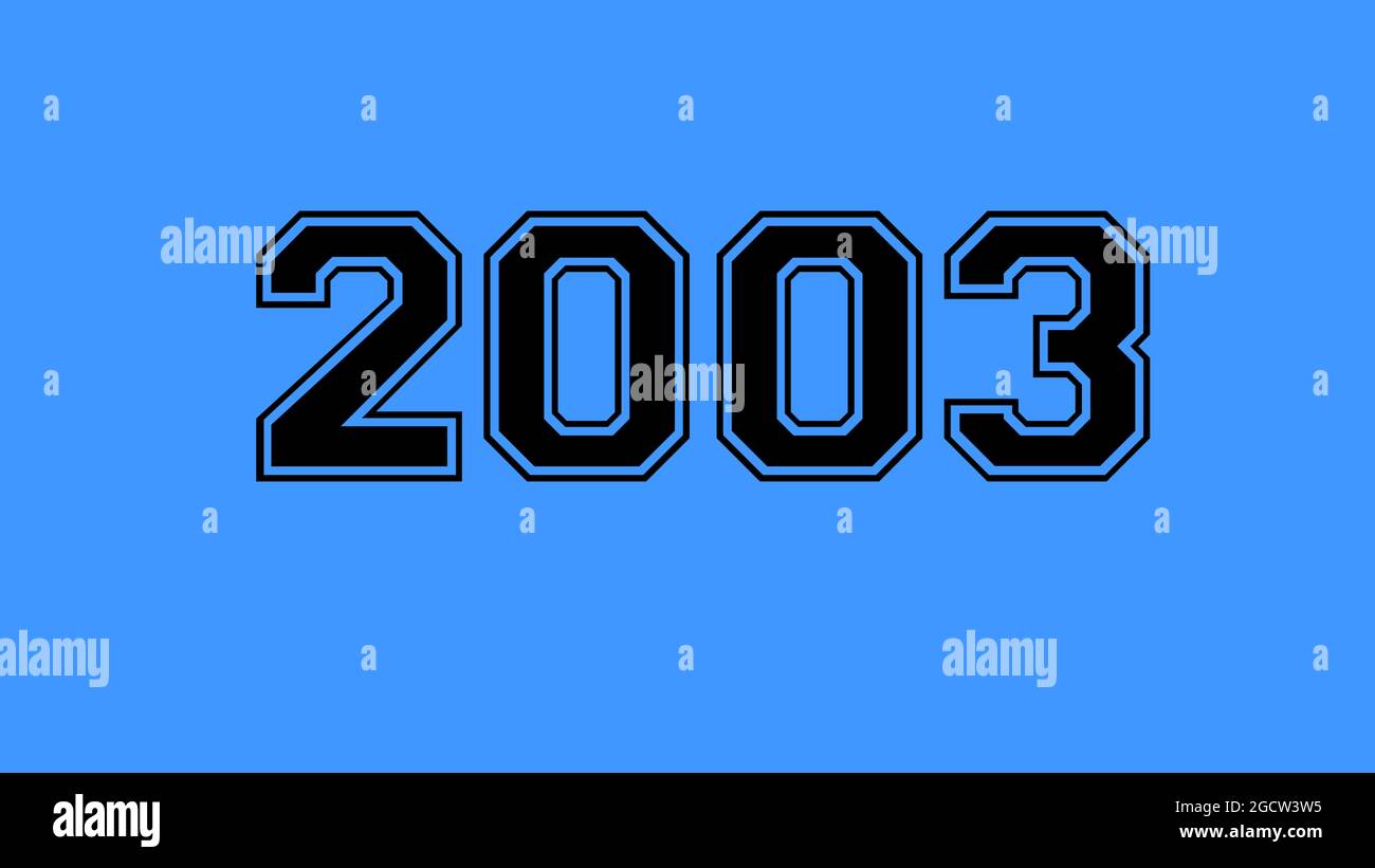 2003 number black lettering blue background Stock Photo - Alamy