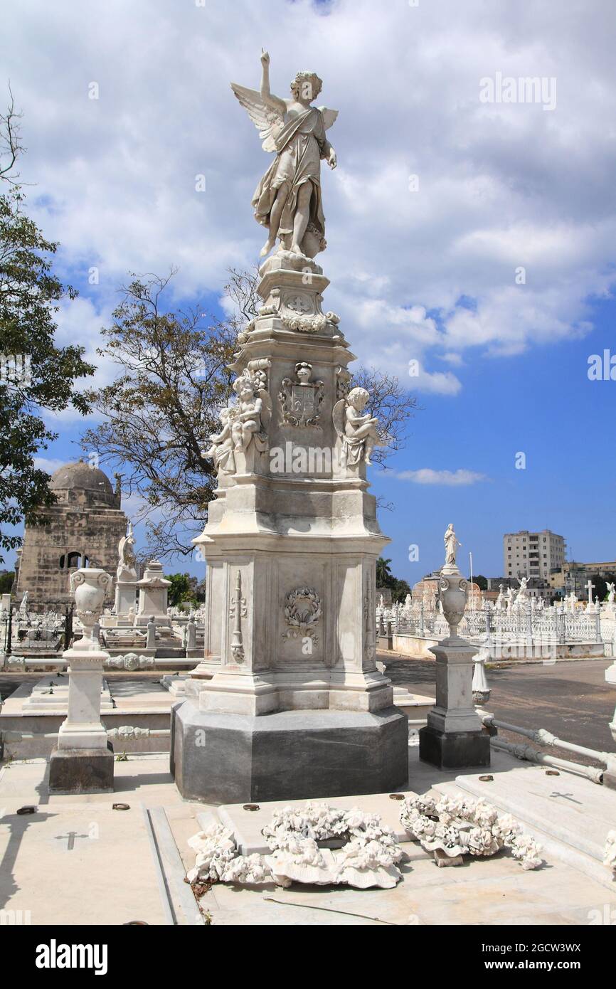 Cuba landmark. The main cemetery of Havana, Cuba. Necropolis Cristobal ...