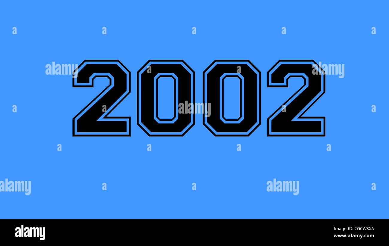 2002 number black lettering blue background Stock Photo - Alamy