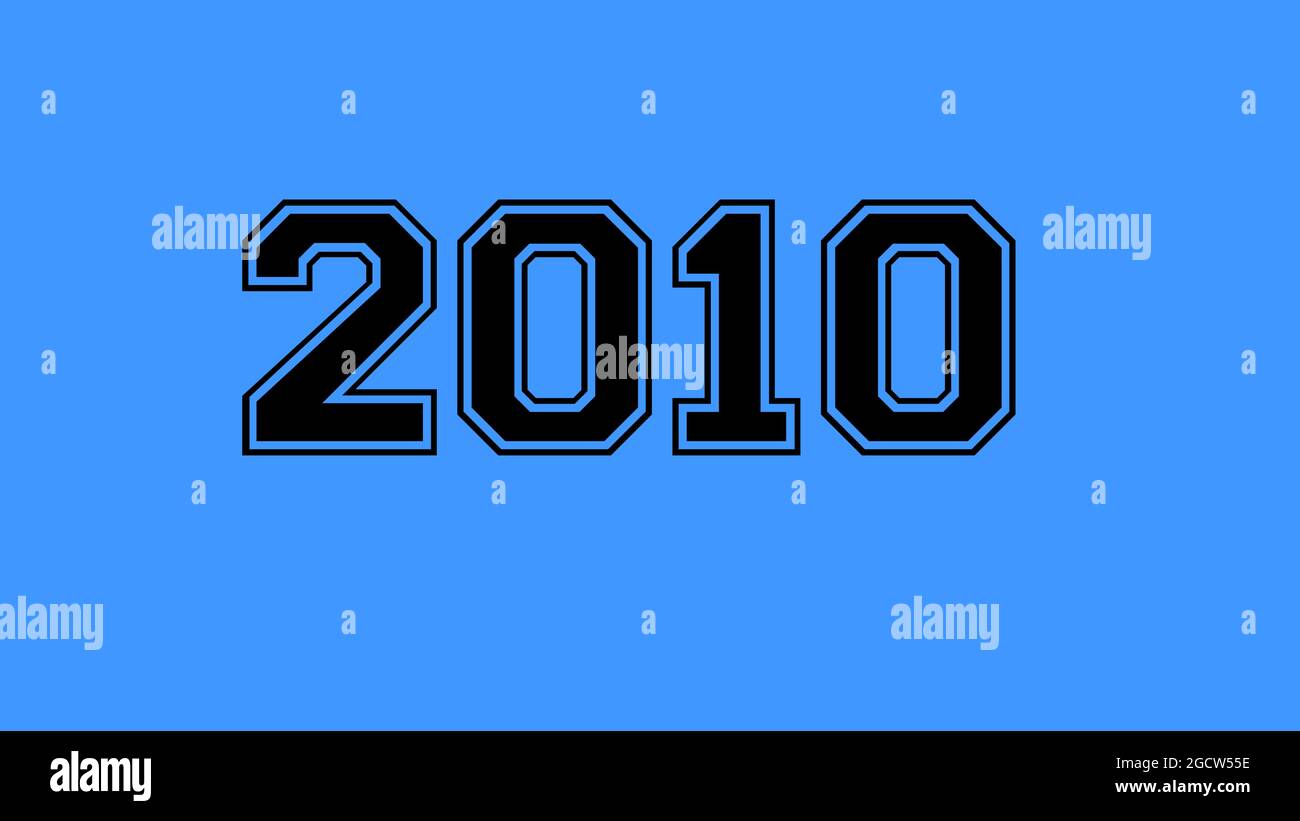 2010 number black lettering blue background Stock Photo - Alamy